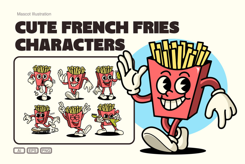 Cute French Fries Characters - Graptail Type Supply.