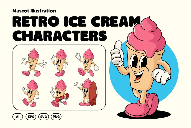 Retro Ice Cream Character - Graptail Type Supply.
